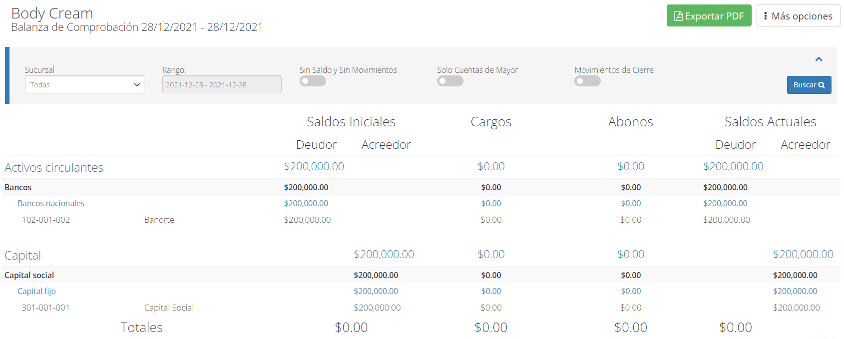 Aplicar o cargar saldo contable en tu cuenta de Bancos.