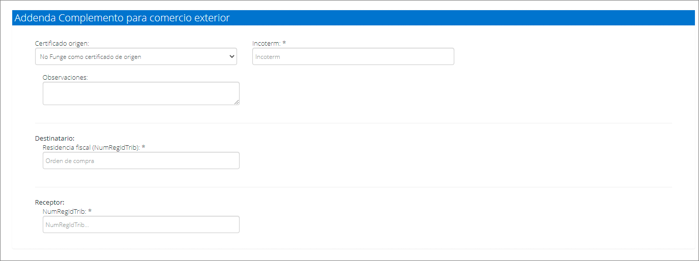 Complemento Comercio Exterior